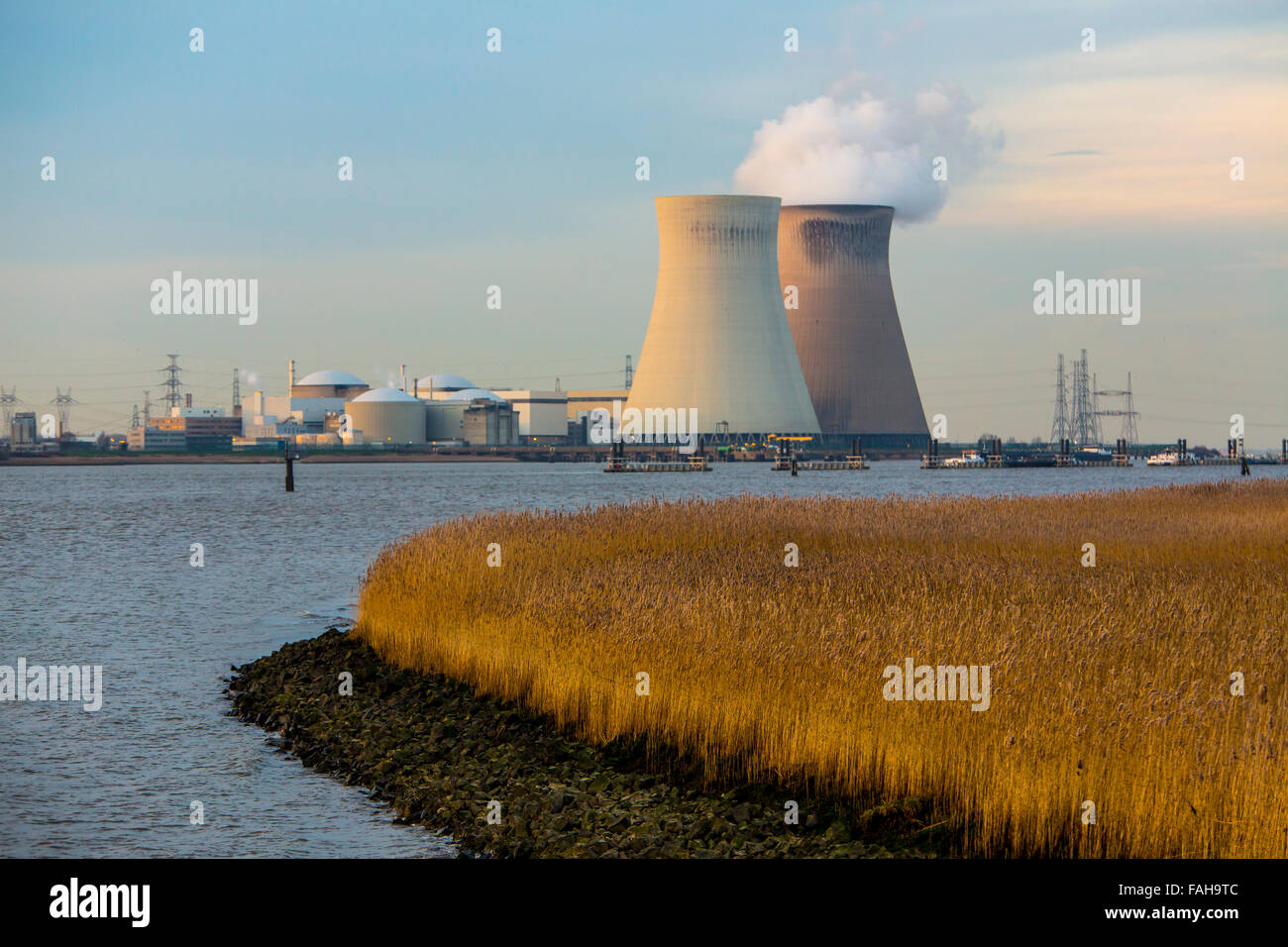 The Belgian Doel Nuclear Power Station, near Antwerp, on the Scheldt ...