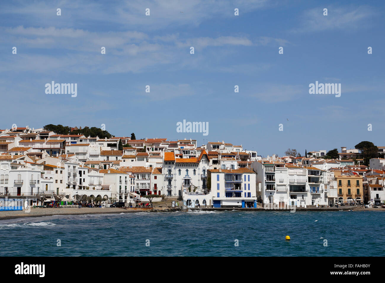 View of the white houses in Cadaques, a famous village in the Costa ...