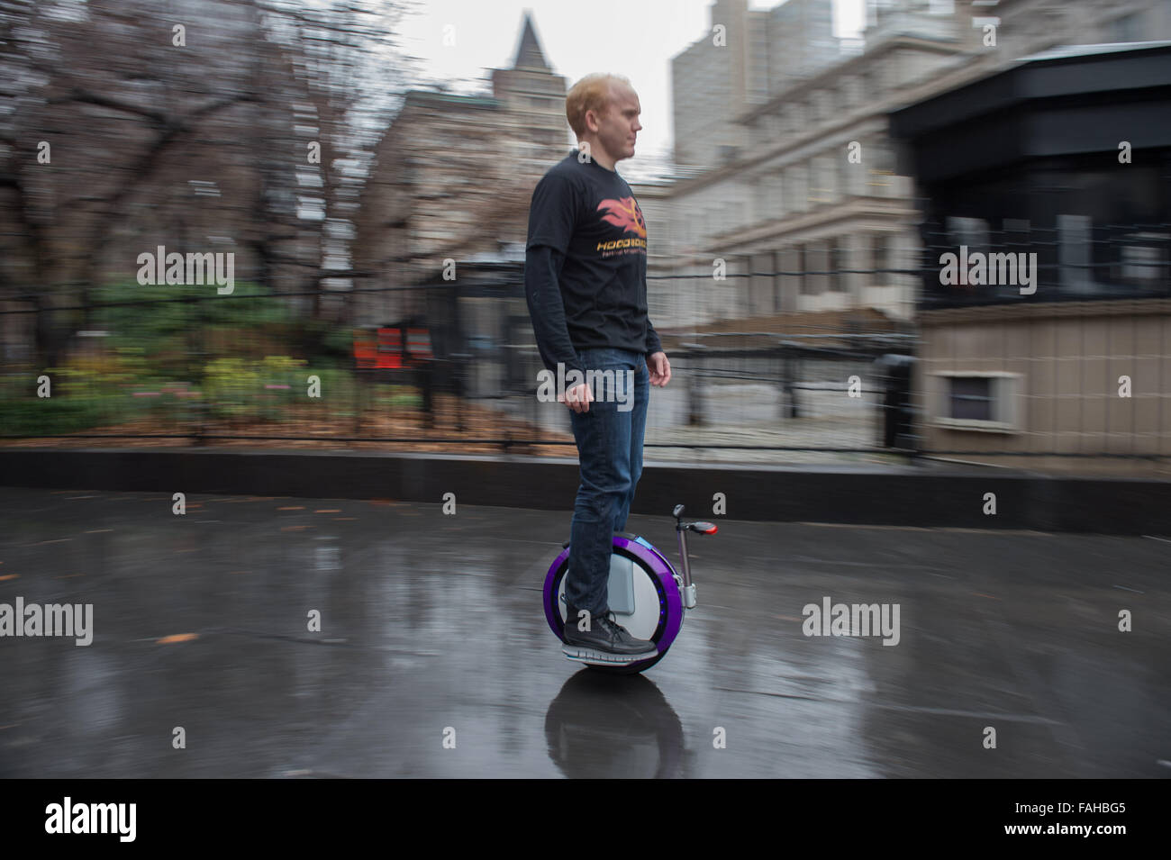 New York, NY, USA. 29th Dec, 2015. Tim Haden demonstrates a hoverboard ...