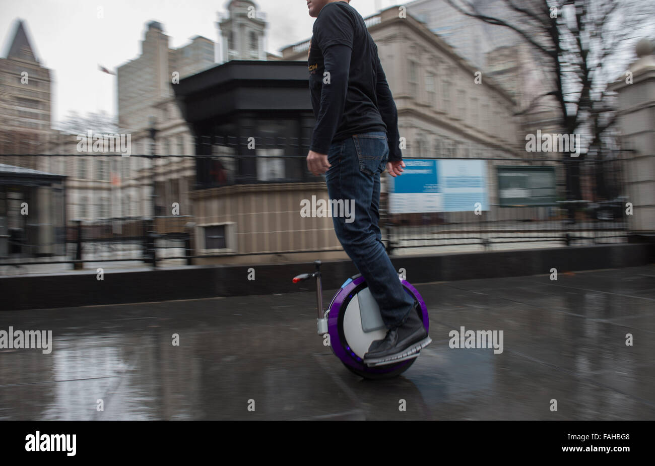 New York, NY, USA. 29th Dec, 2015. Tim Haden demonstrates a hoverboard ...