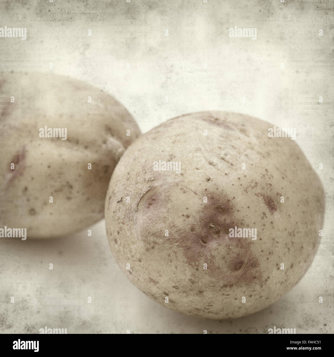 textured old paper background with new potatoes Stock Photo - Alamy