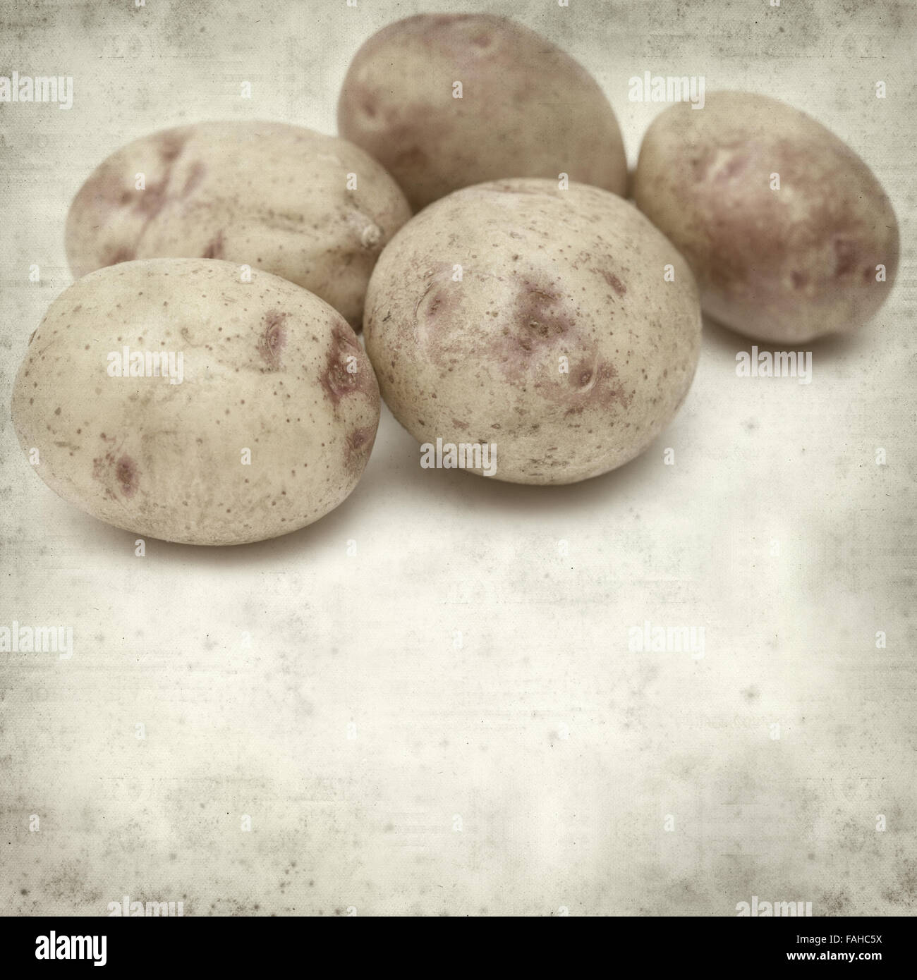 textured old paper background with new potatoes Stock Photo - Alamy