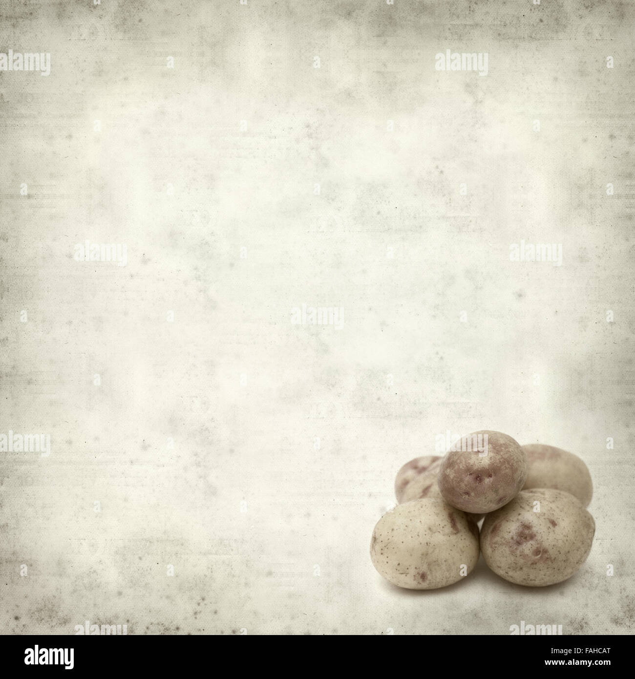textured old paper background with new potatoes Stock Photo - Alamy