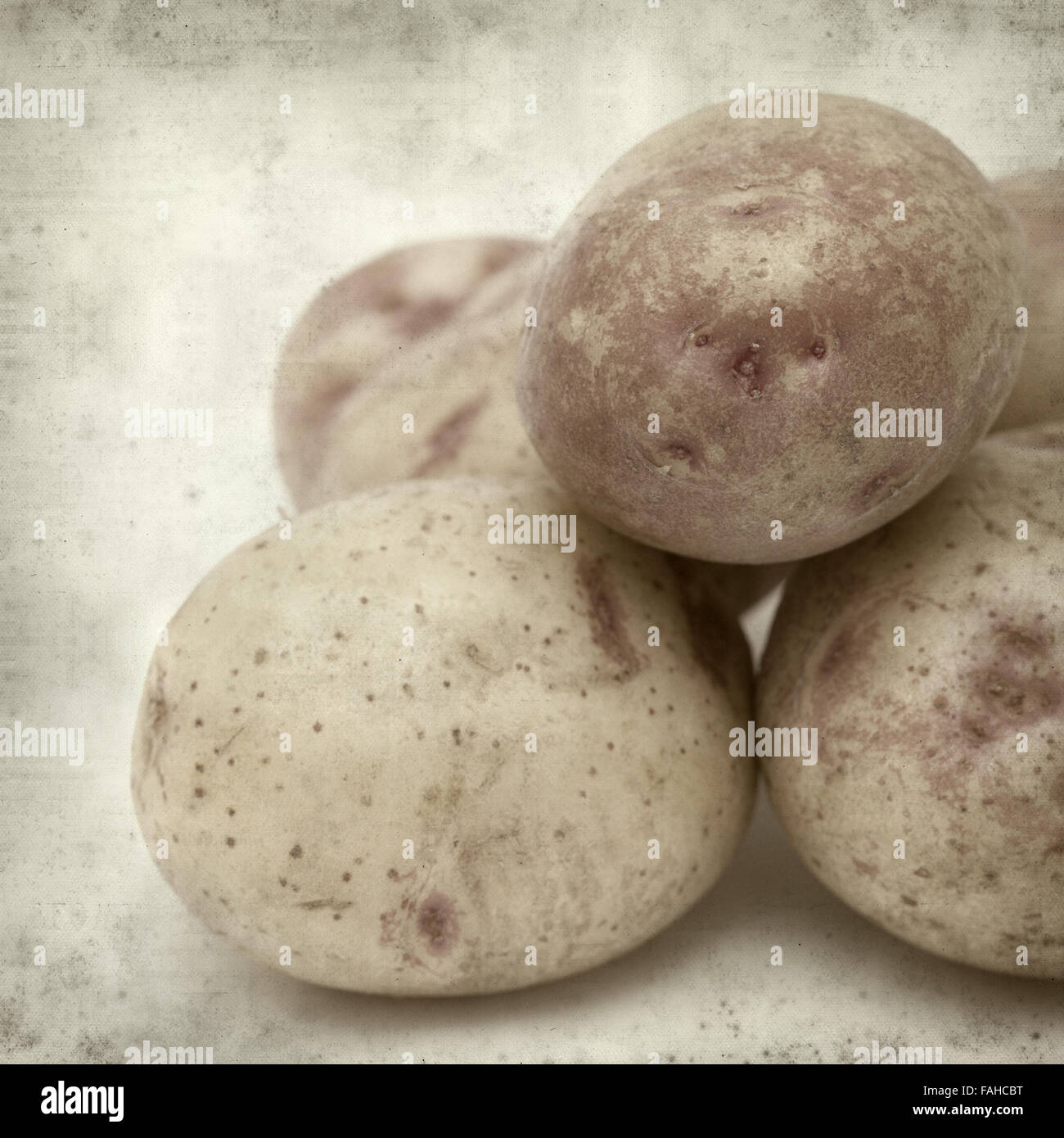 textured old paper background with new potatoes Stock Photo - Alamy