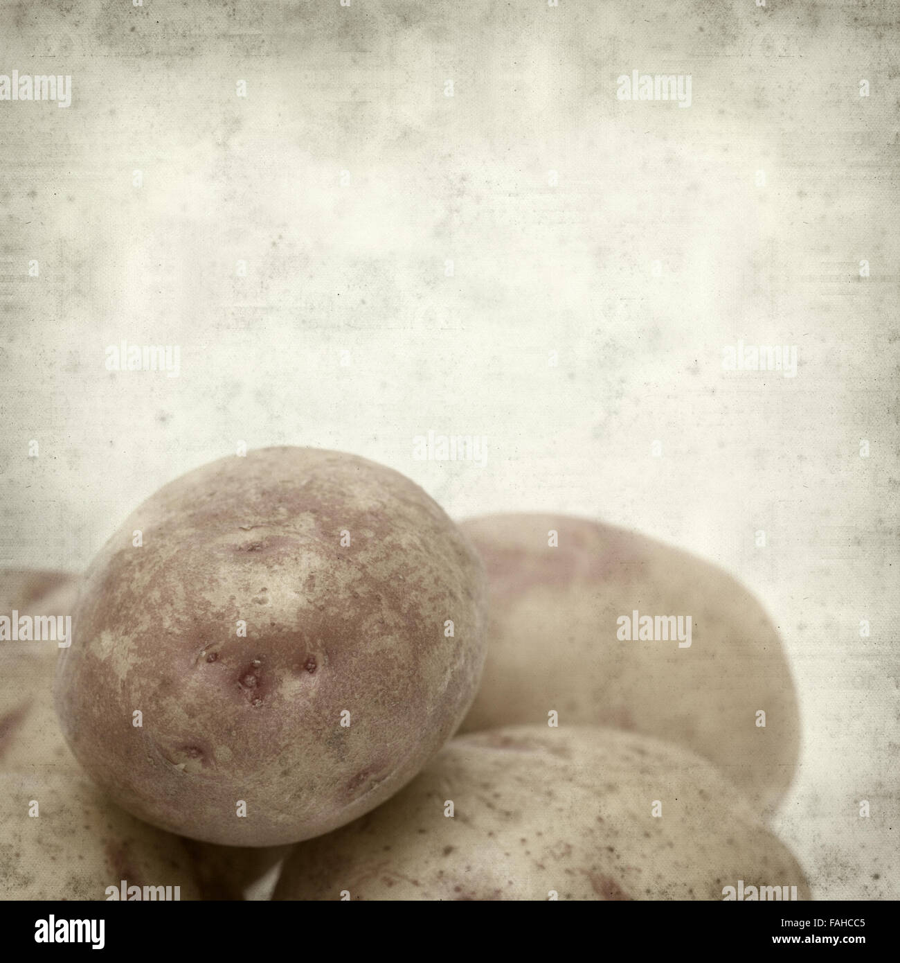 textured old paper background with new potatoes Stock Photo - Alamy