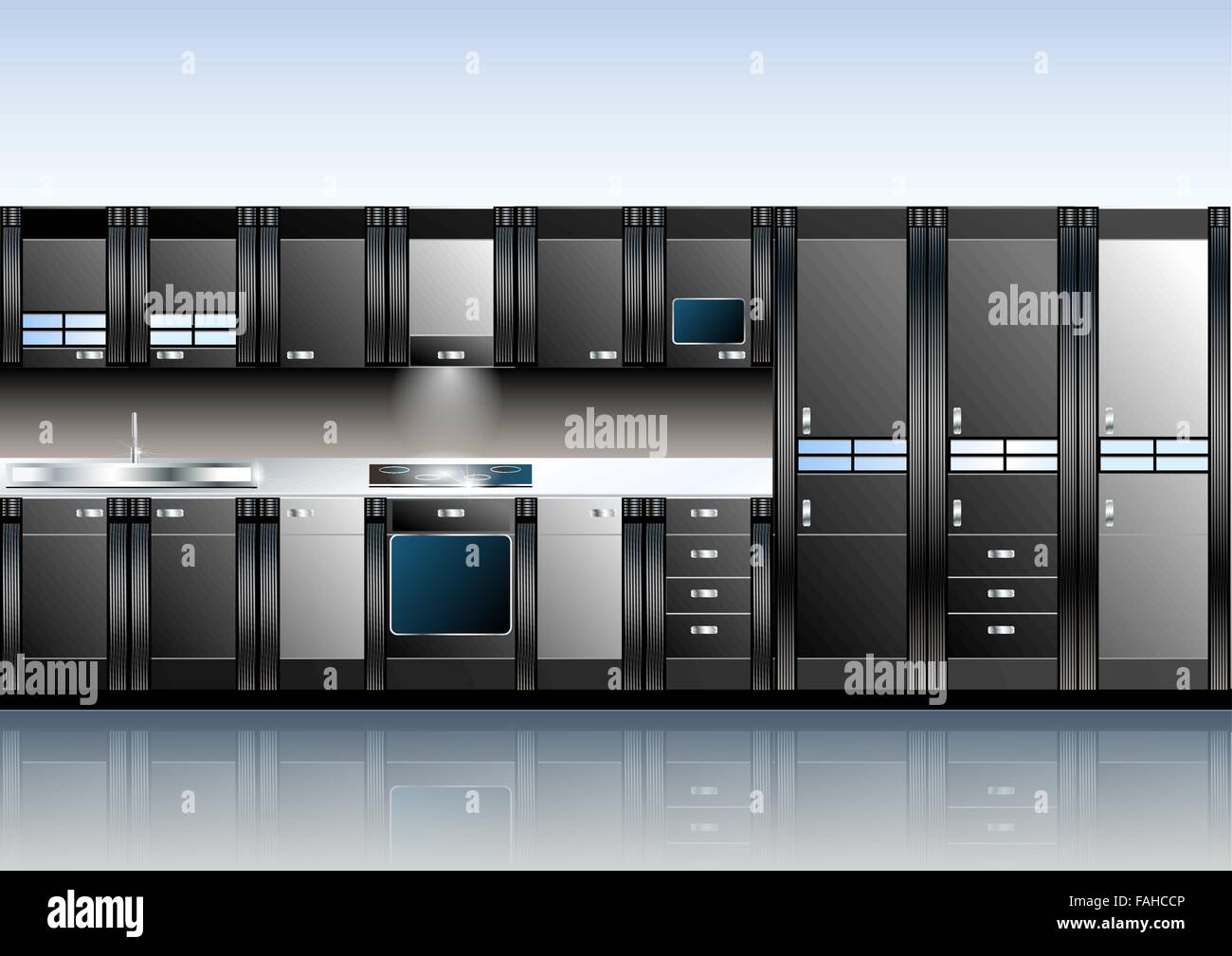 Dark classic style kitchen Stock Vector Images - Alamy