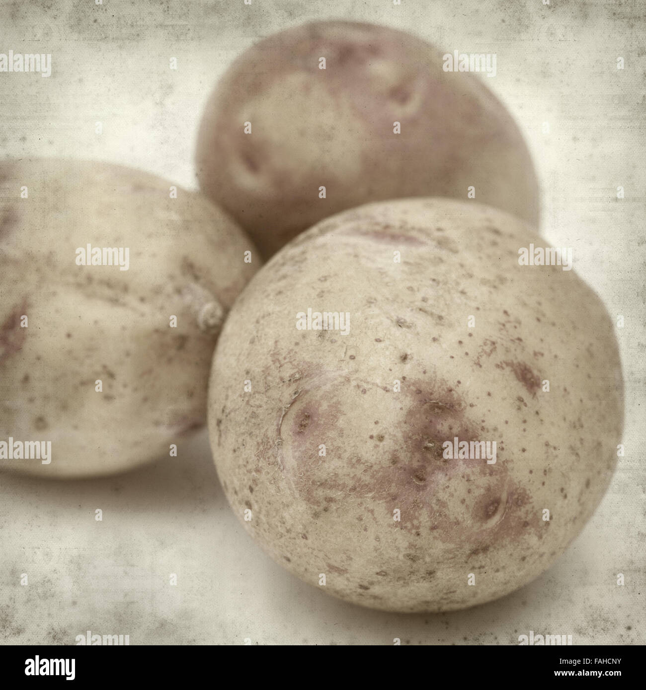 textured old paper background with new potatoes Stock Photo - Alamy