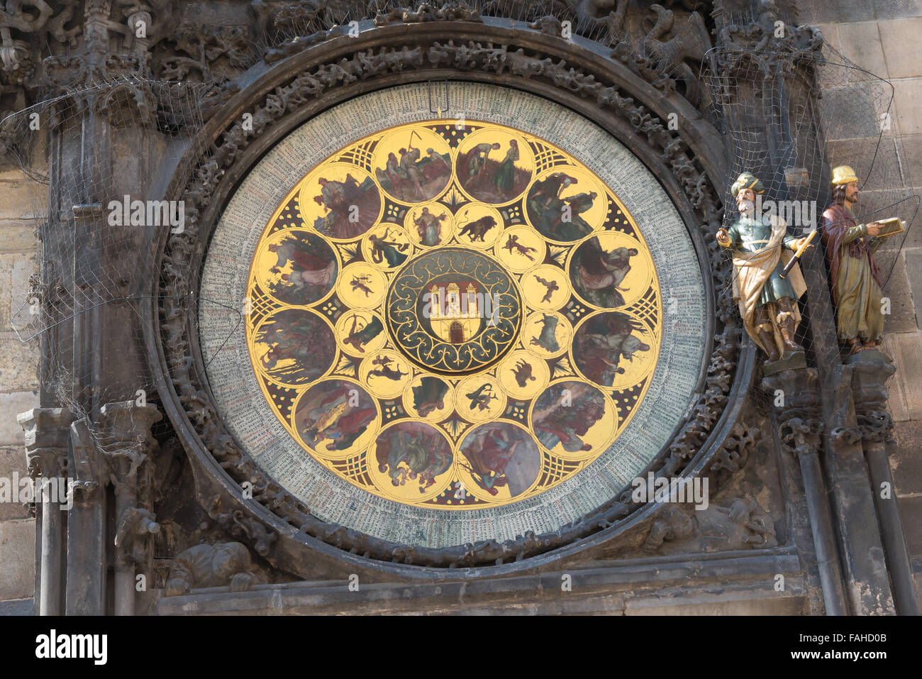 Detail view of astronomical clock tower in Prague's Old Town Square ...