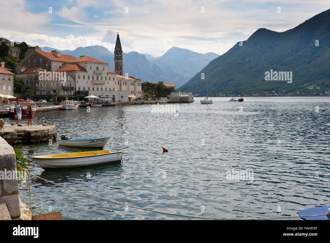Perast, a beautiful town on the bay of Kotor in Montenegro with old ...