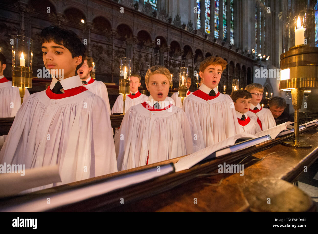 The King's College Choir in Cambridge rehearsing for the Christmas Eve 'A Festival of Nine ...