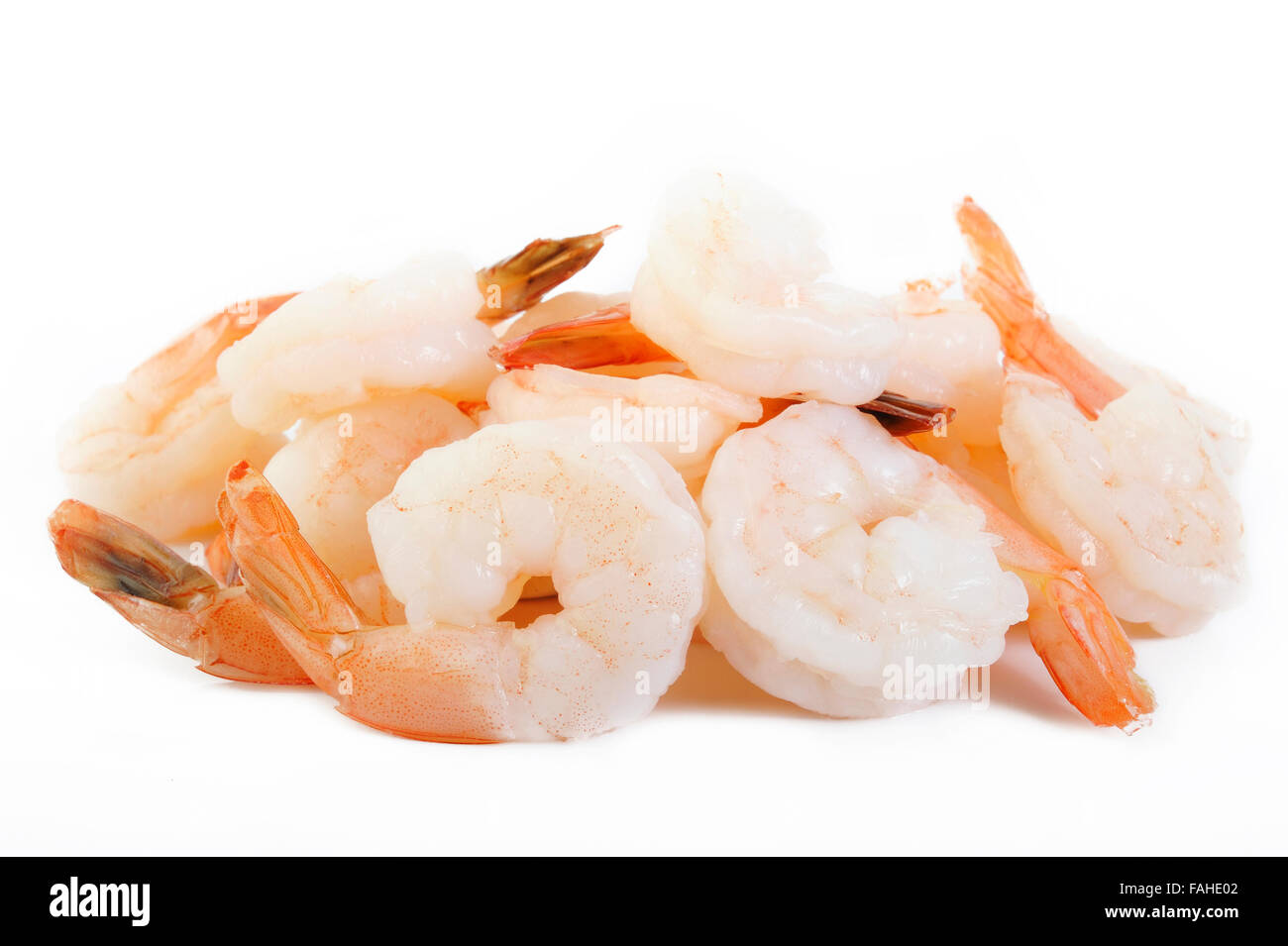 cooked shrimps on white background Stock Photo - Alamy