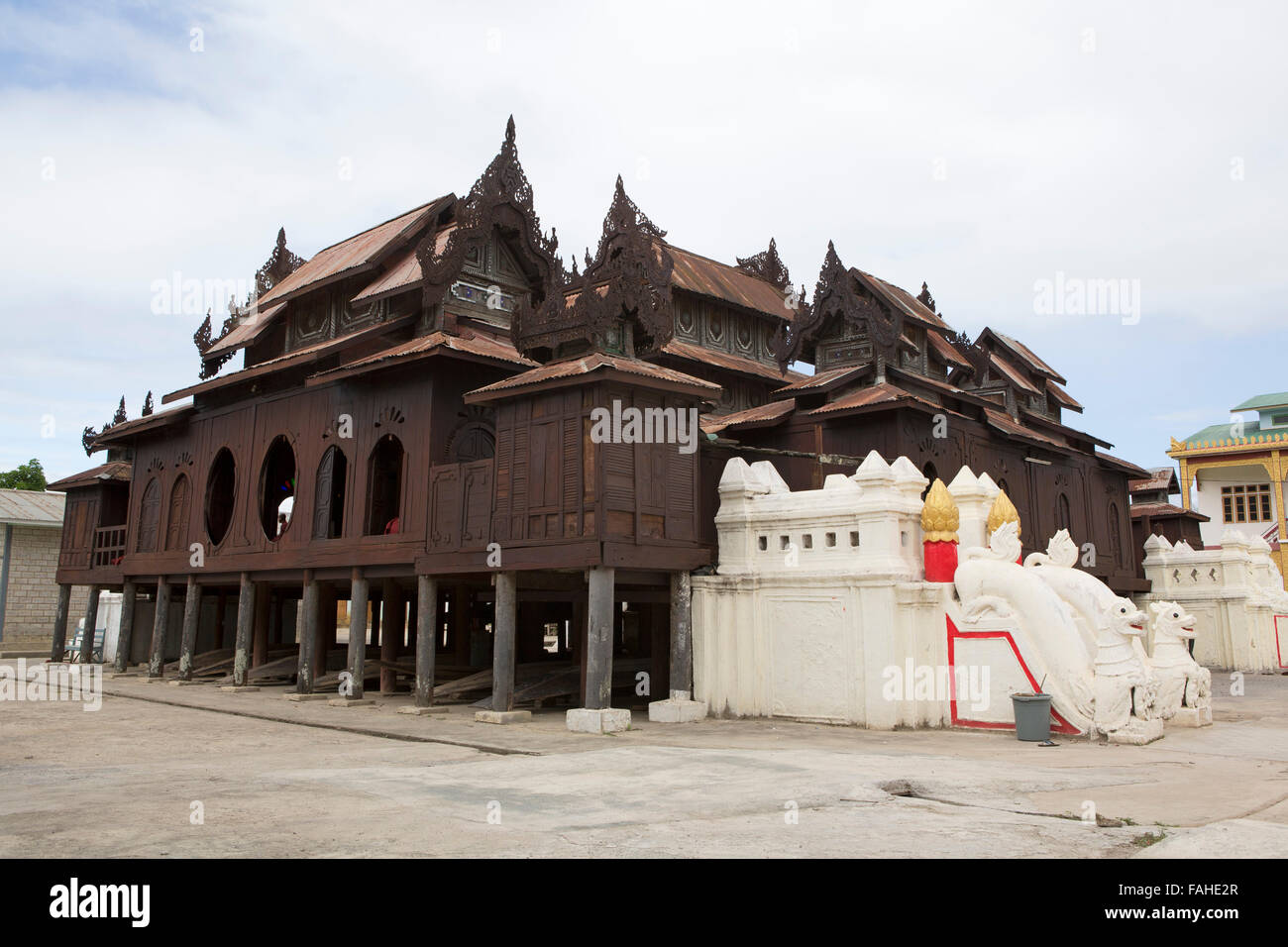 Shwe Yan Pyay Monastery at Taunggyi, Myanmar (Burma). The wooden ...