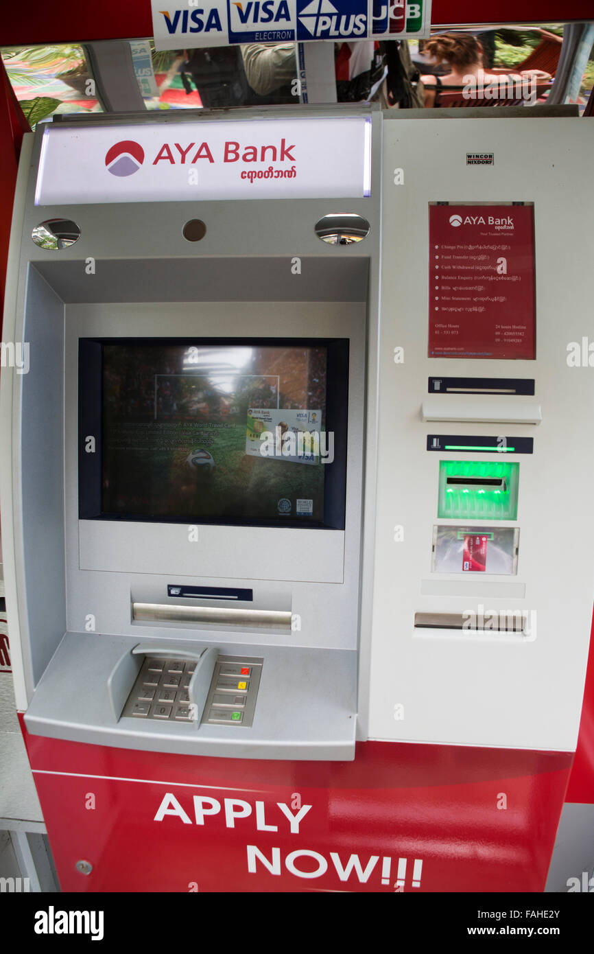 An Aya Bank Automate Teller Machine (ATM) in Myanmar (Burma). The ...