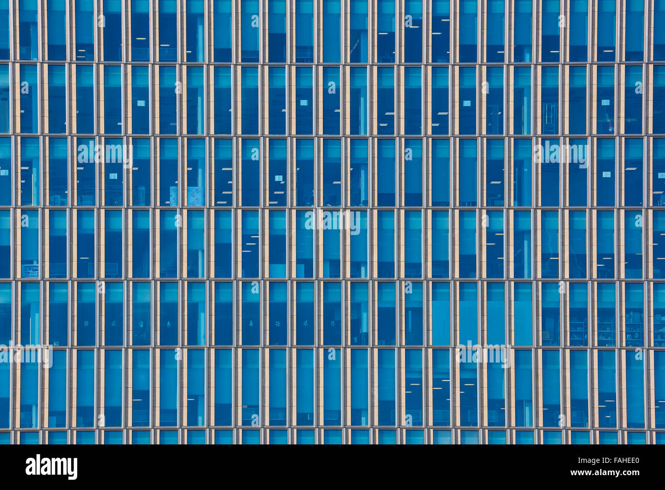Close up cropped shot of skyscraper window frames in blue metal Stock ...