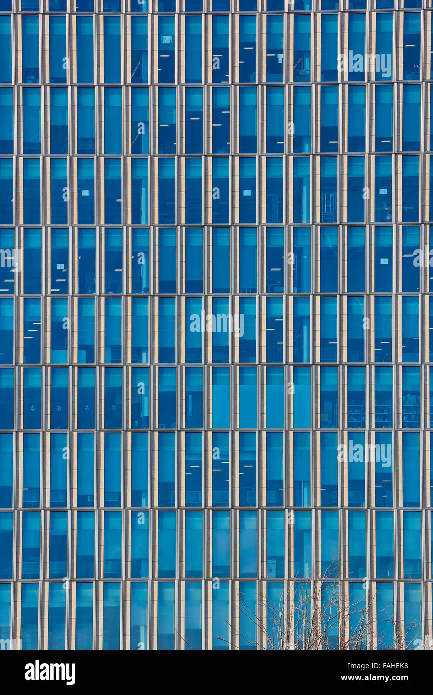Close up cropped shot of skyscraper window frames in blue metal Stock ...