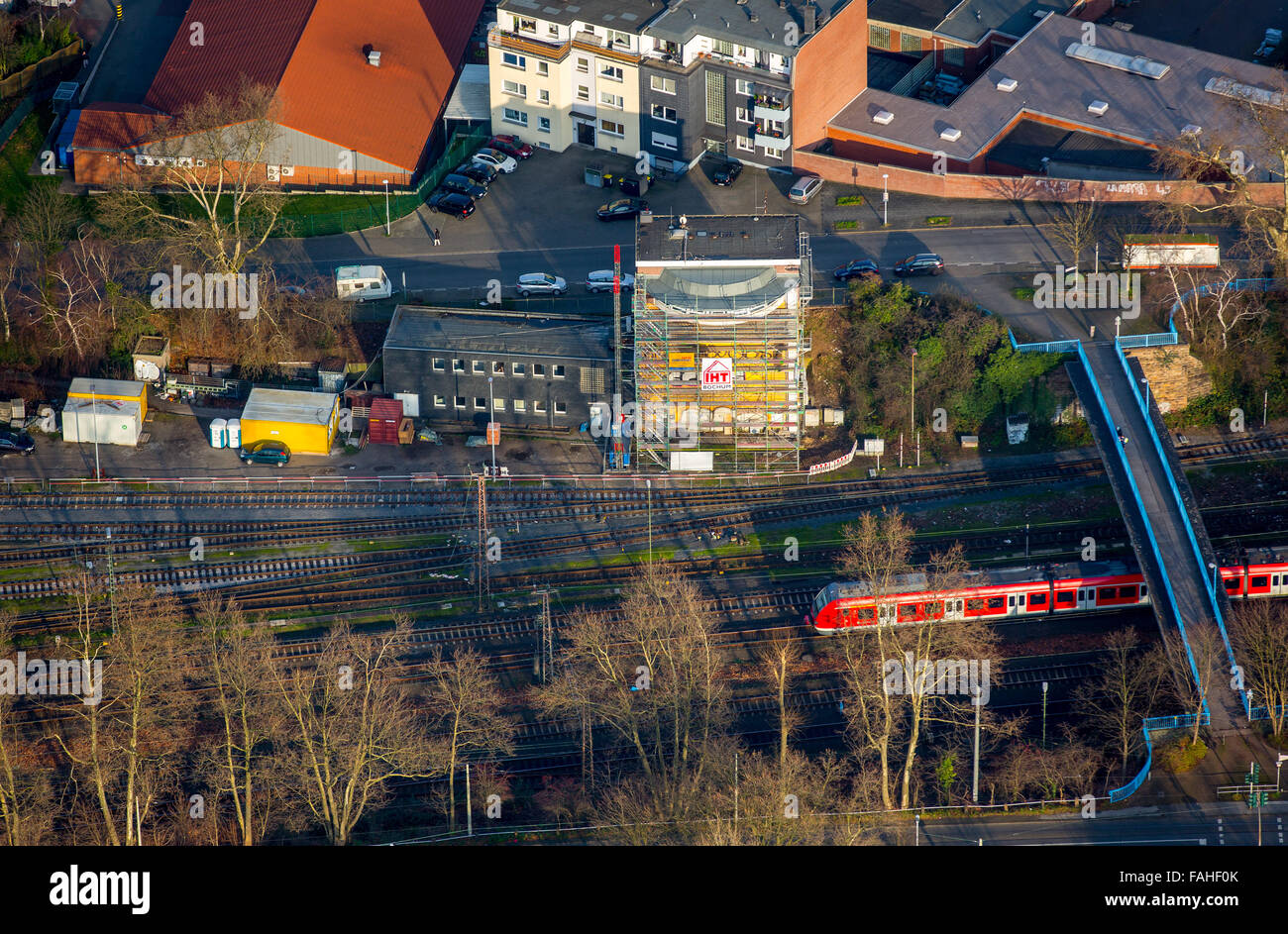Aerial view, signal box Styrum is built after a fire, German Railways ...