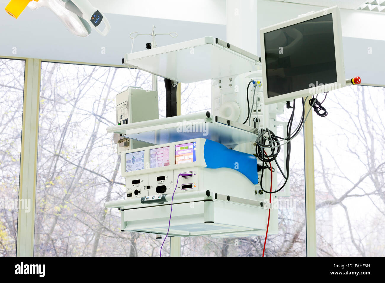 Operating room in a hospital building with modern monitor equipment ...