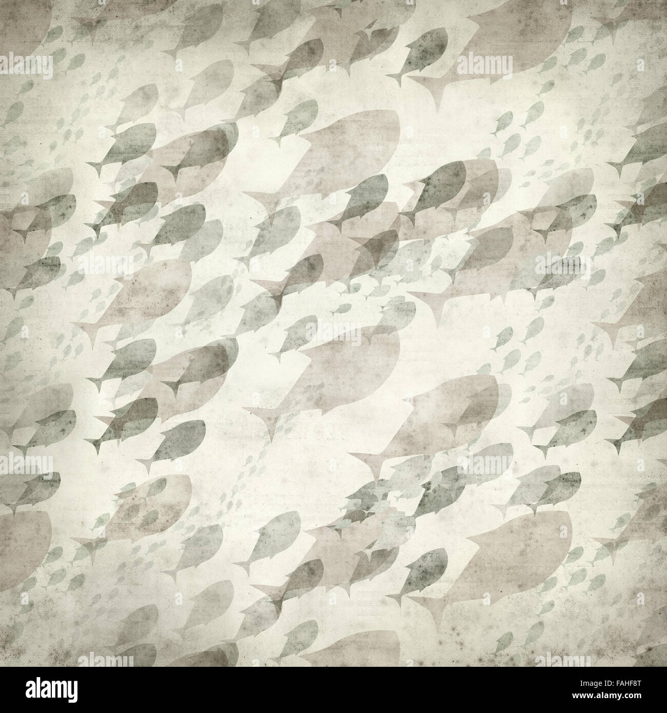 textured old paper background with swimming fish illustration Stock ...