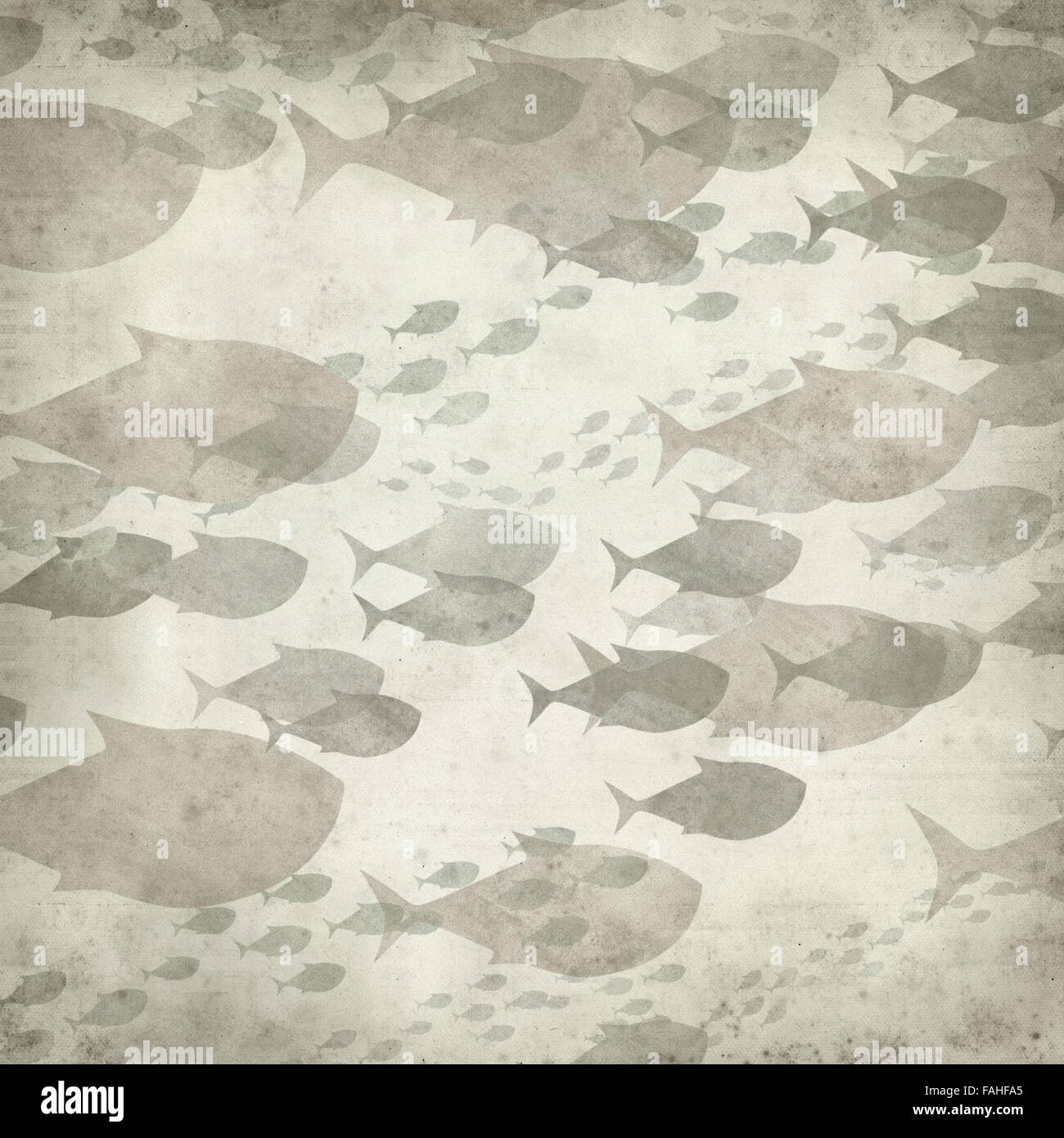 textured old paper background with swimming fish illustration Stock ...