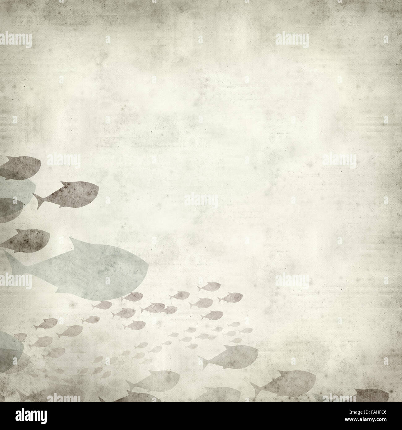 textured old paper background with swimming fish illustration Stock ...