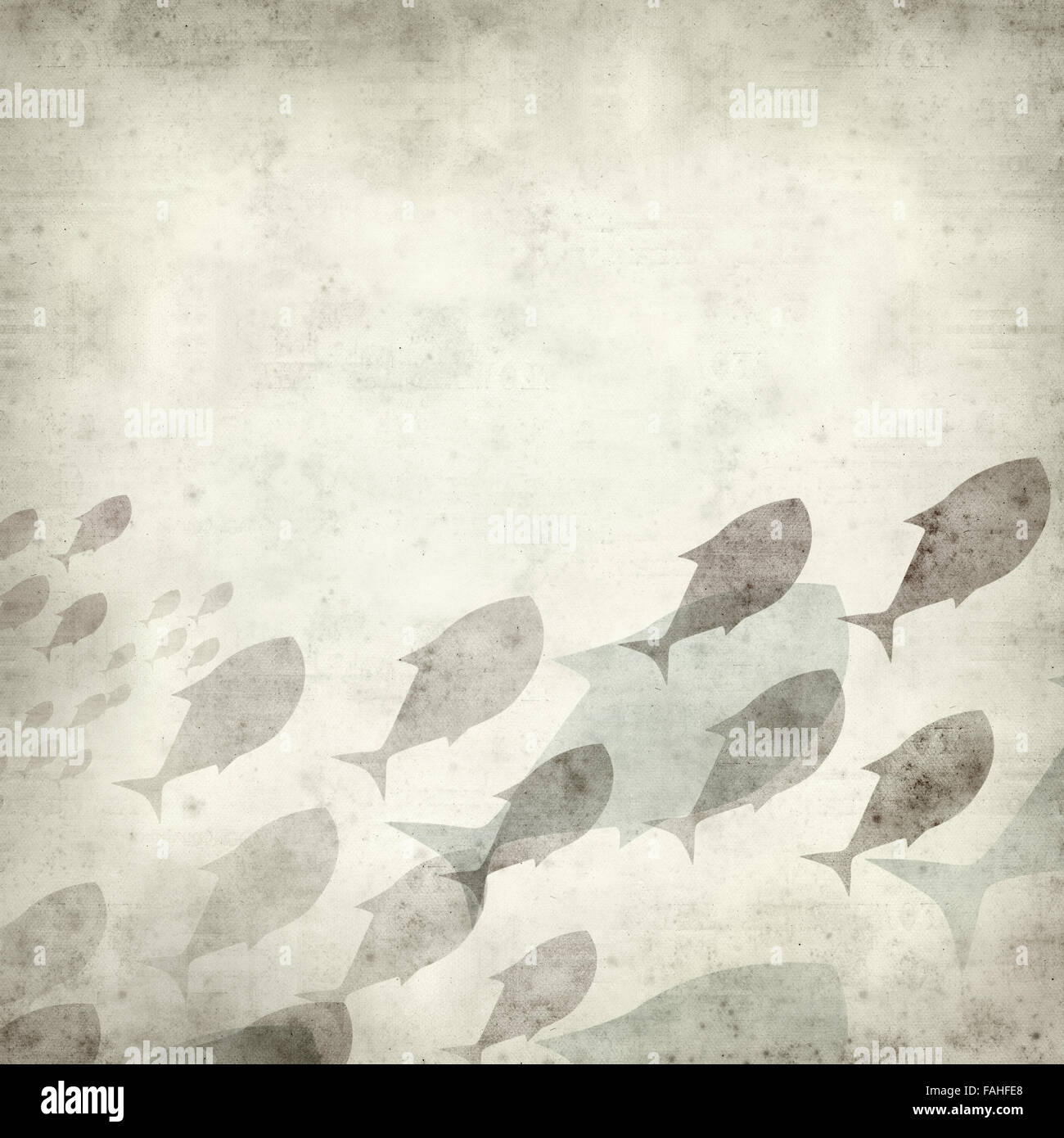 textured old paper background with swimming fish illustration Stock ...