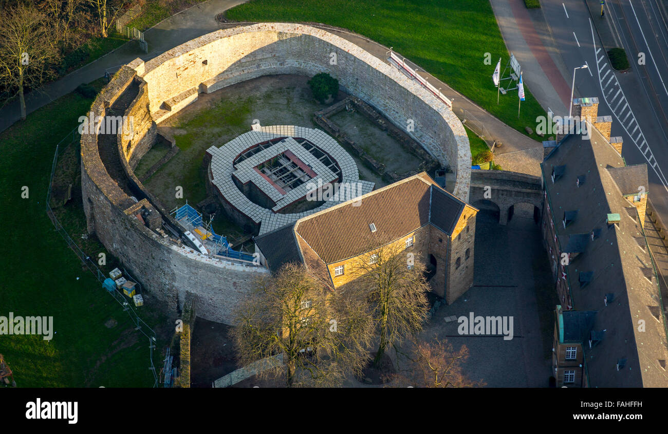 Aerial view, restoration of the Castle Broich, Schloss Broich, Mülheim ...