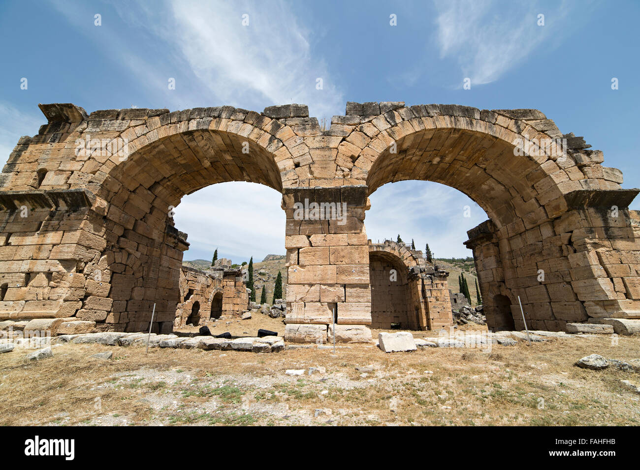 The Basilica Baths in Hierapolis, Denizli, Turkey. Hierapolis was an ...