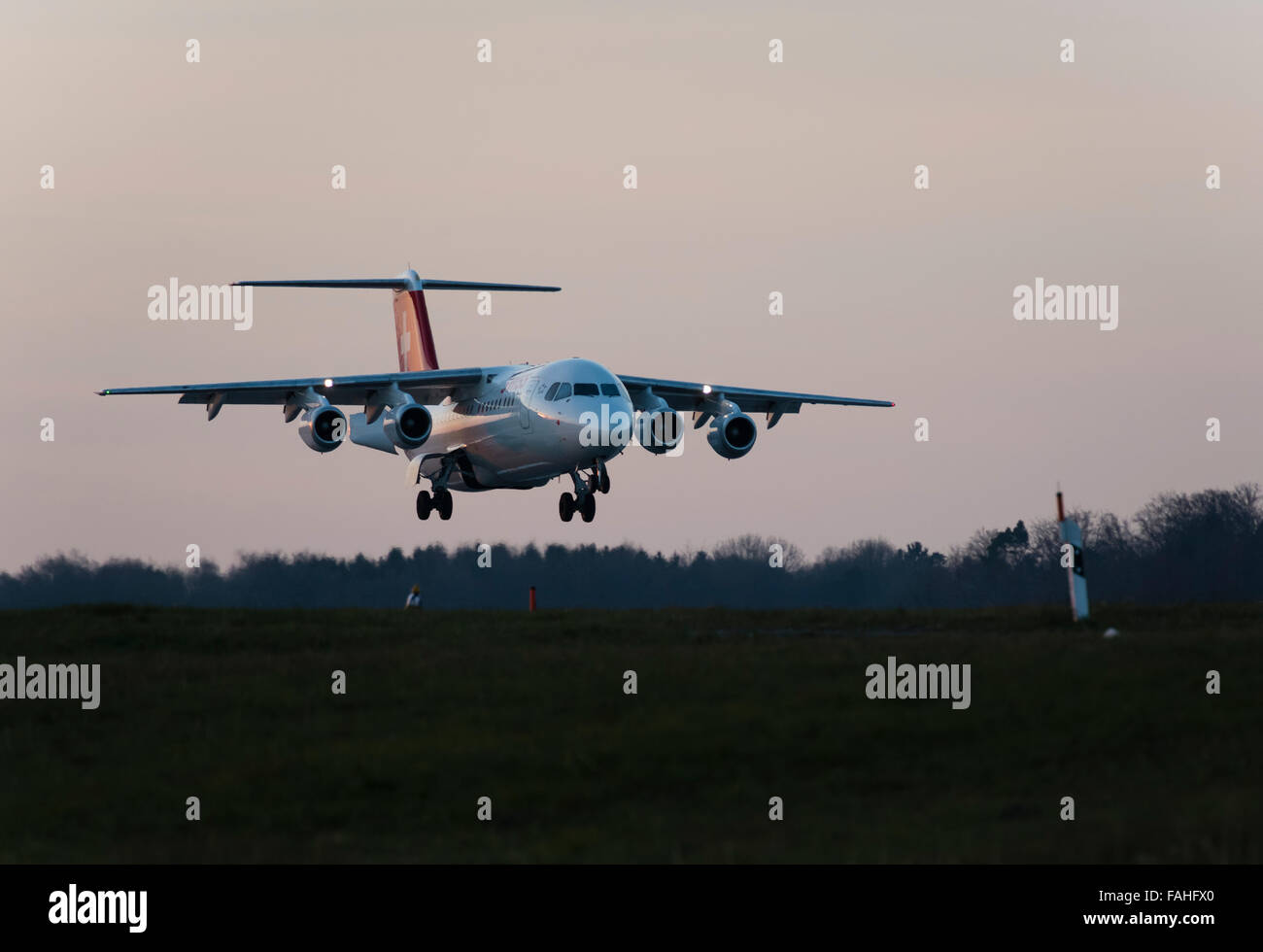 An Avro RJ100 passenger jet of Swiss International Air Lines in the ...