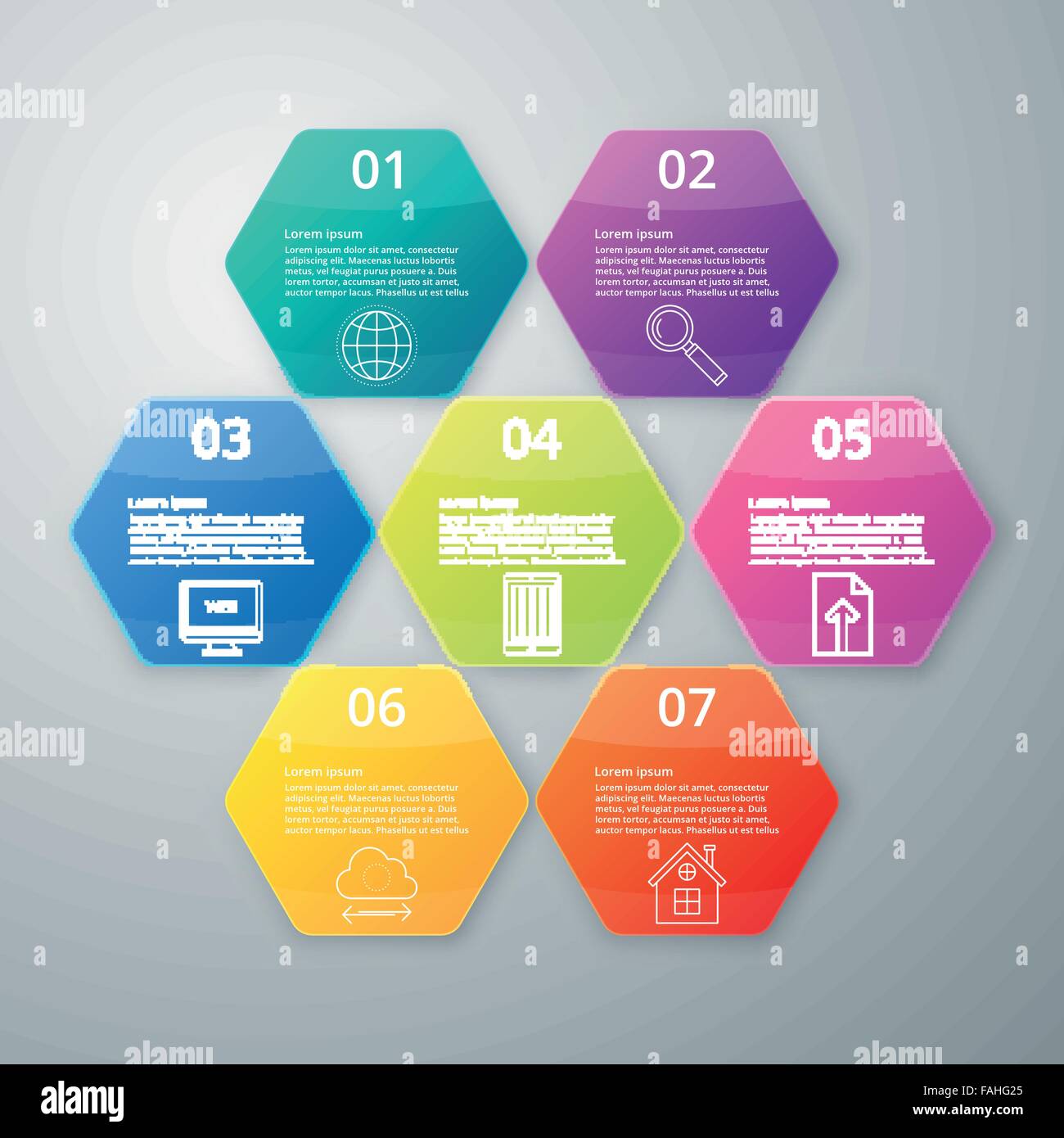 Vector illustration infographics seven hexagons Stock Vector Image ...