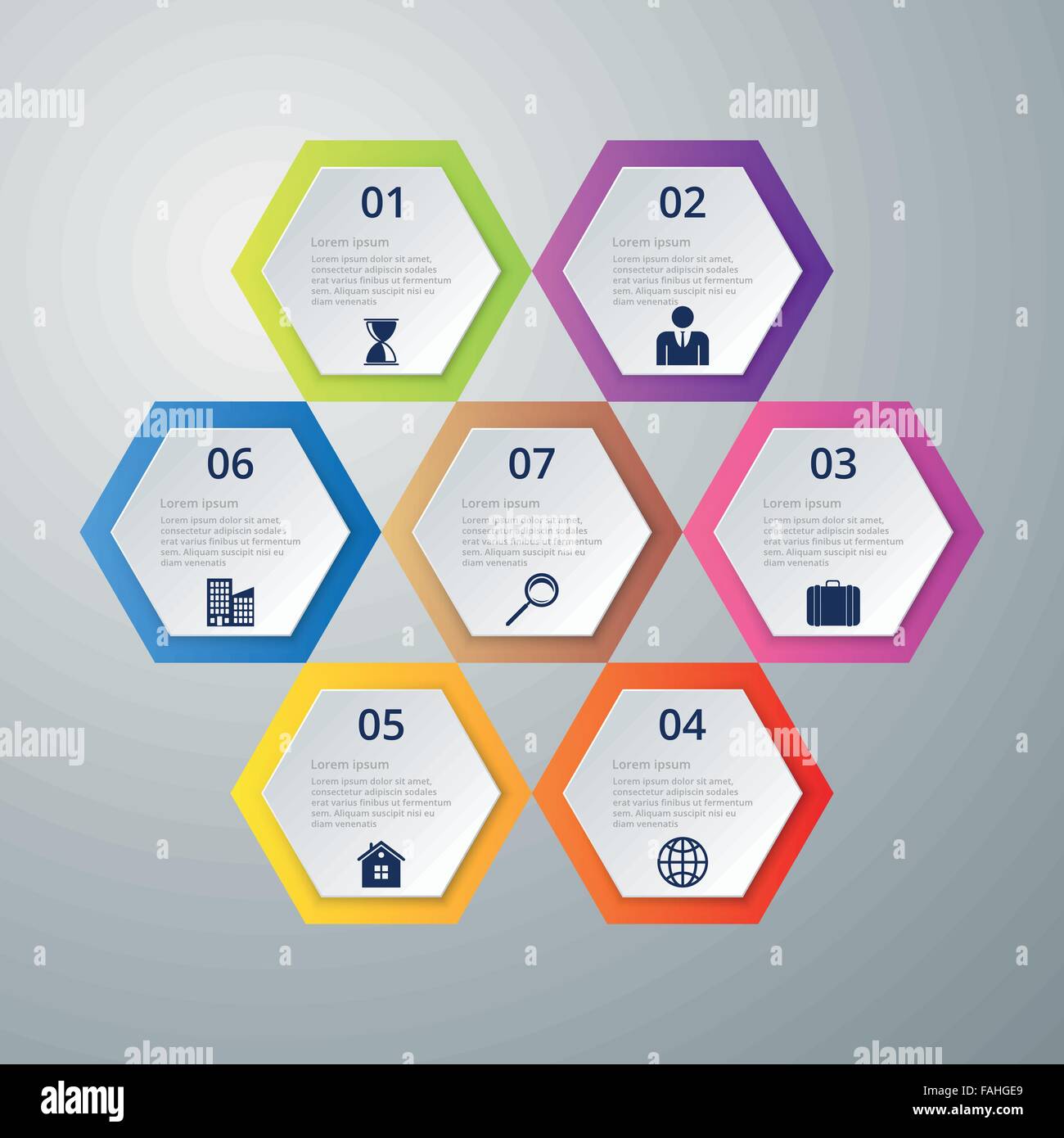 Vector illustration infographics seven hexagons Stock Vector Image ...
