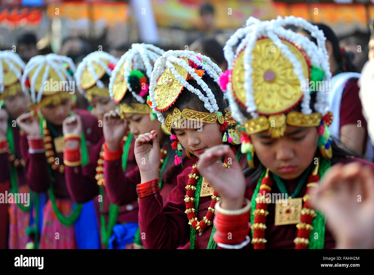 Kathmandu, Nepal. 30th Dec, 2015. Nepalese Gurung community people ...