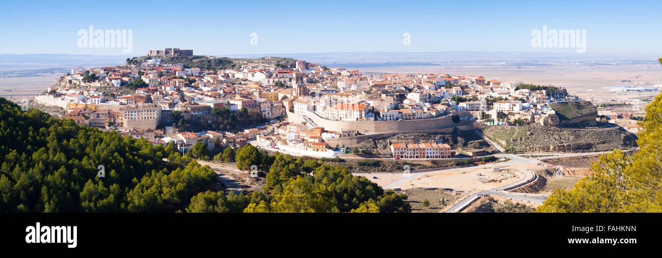 Panoramic view of Chinchilla de Monte-Aragon from hill. Spain Stock ...