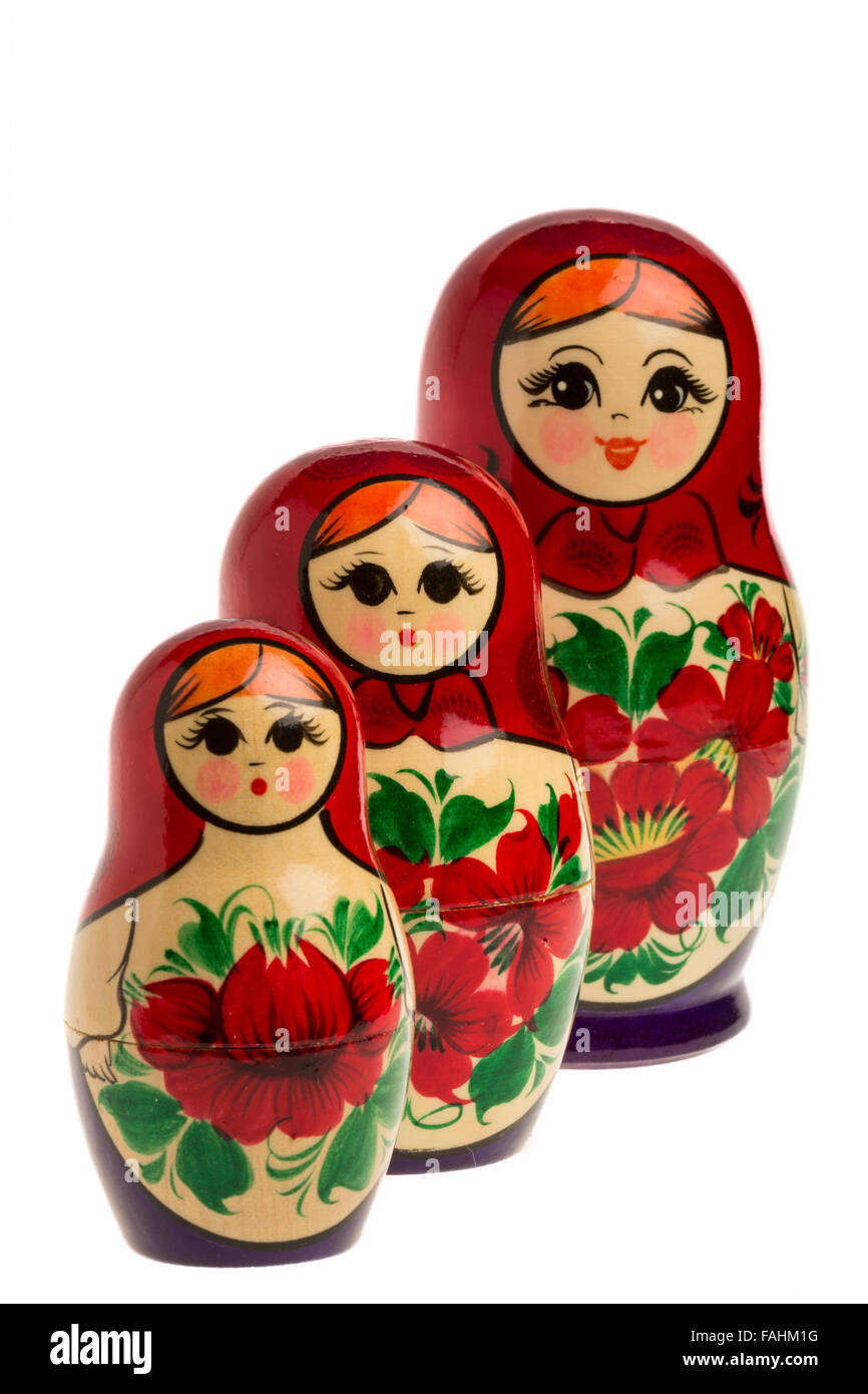 Matryoshkas in isolated white background Stock Photo - Alamy