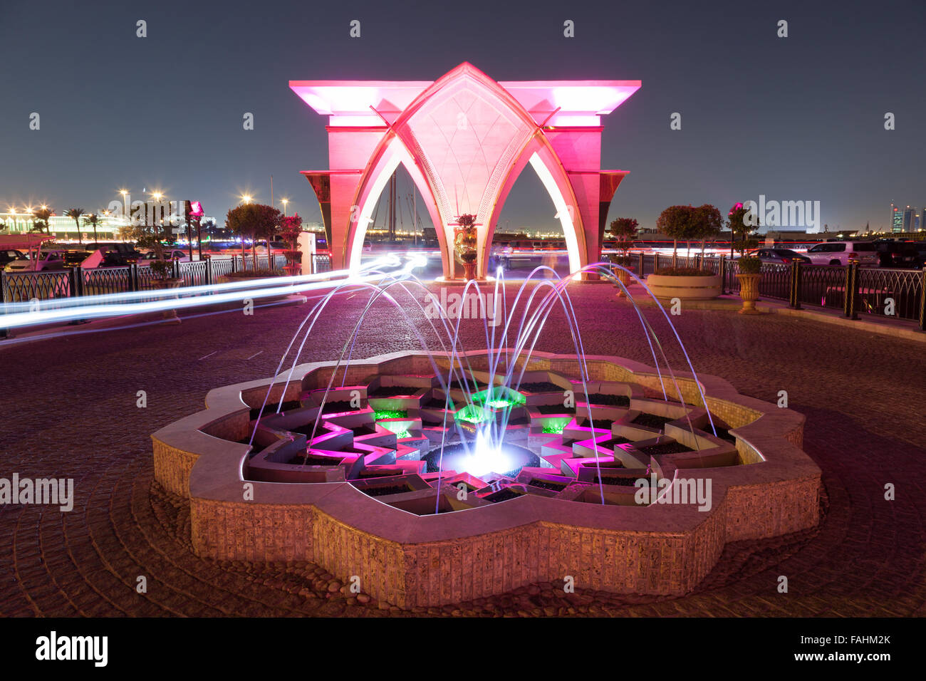 Fountain at the Corniche in Doha, Qatar Stock Photo - Alamy