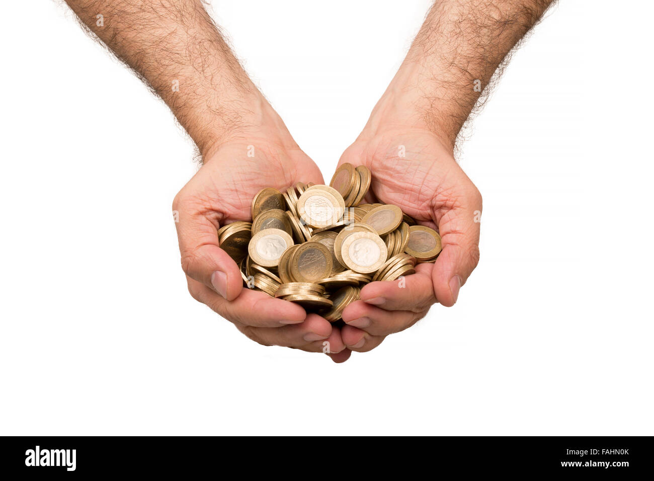 Handfuls of Turkish coins Stock Photo - Alamy