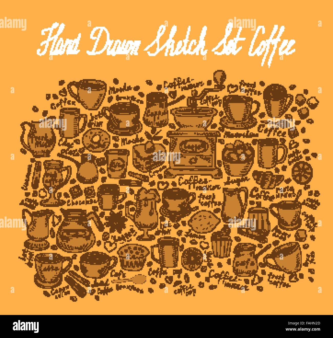 hand-drawn sketch coffee set. vector illustration Stock Vector Image ...