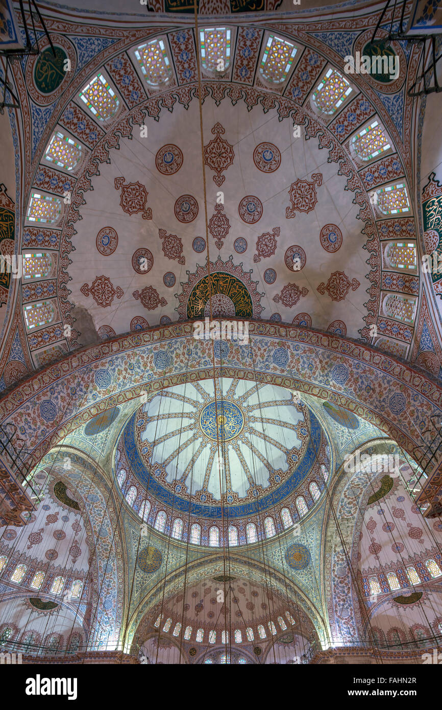 Internal view of Blue Mosque, Sultanahmet, Istanbul, Turkey Stock Photo ...
