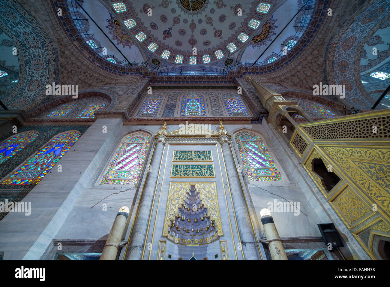 Internal view of Blue Mosque, Sultanahmet, Istanbul, Turkey Stock Photo ...