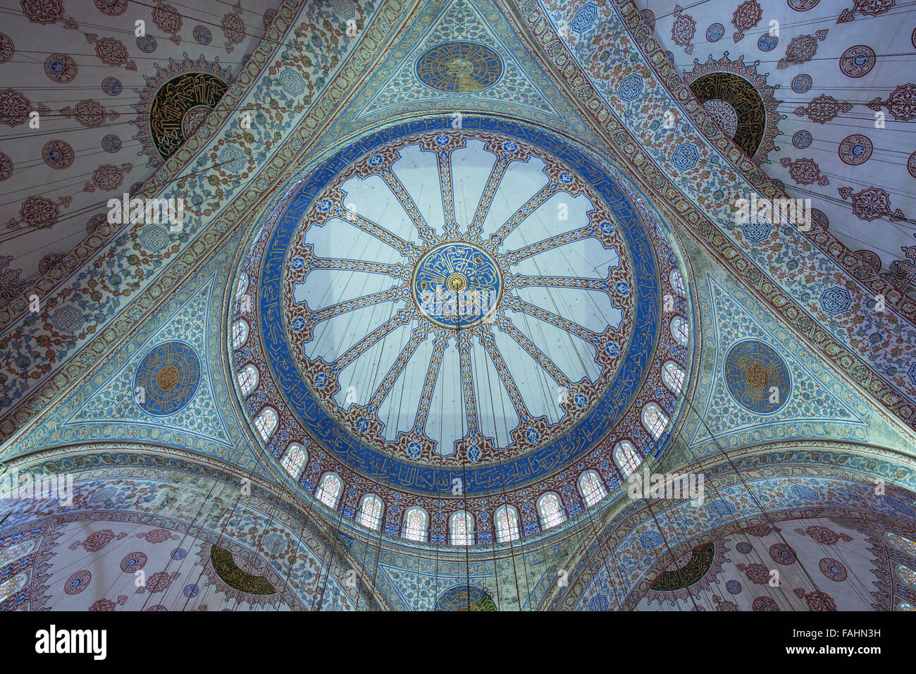 Internal view of Blue Mosque, Sultanahmet, Istanbul, Turkey Stock Photo ...