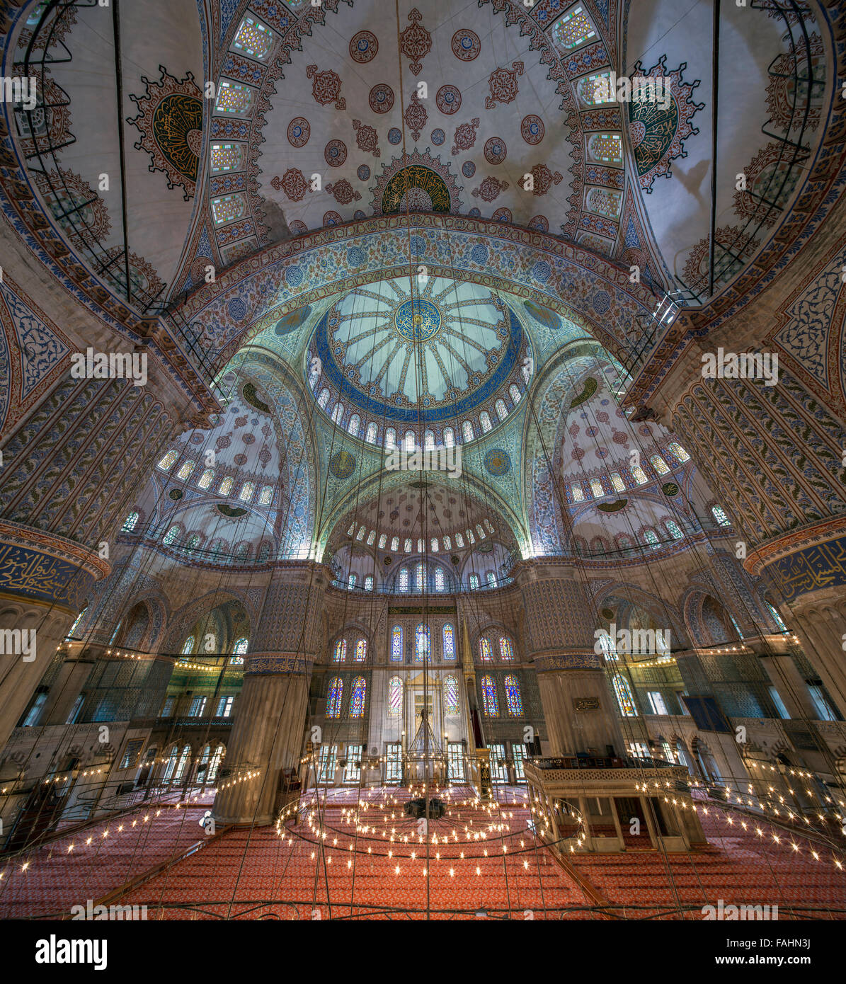 Internal view of Blue Mosque, Sultanahmet, Istanbul, Turkey Stock Photo ...
