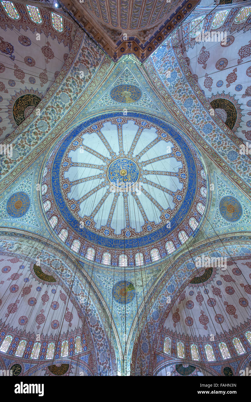Internal view of Blue Mosque, Sultanahmet, Istanbul, Turkey Stock Photo ...