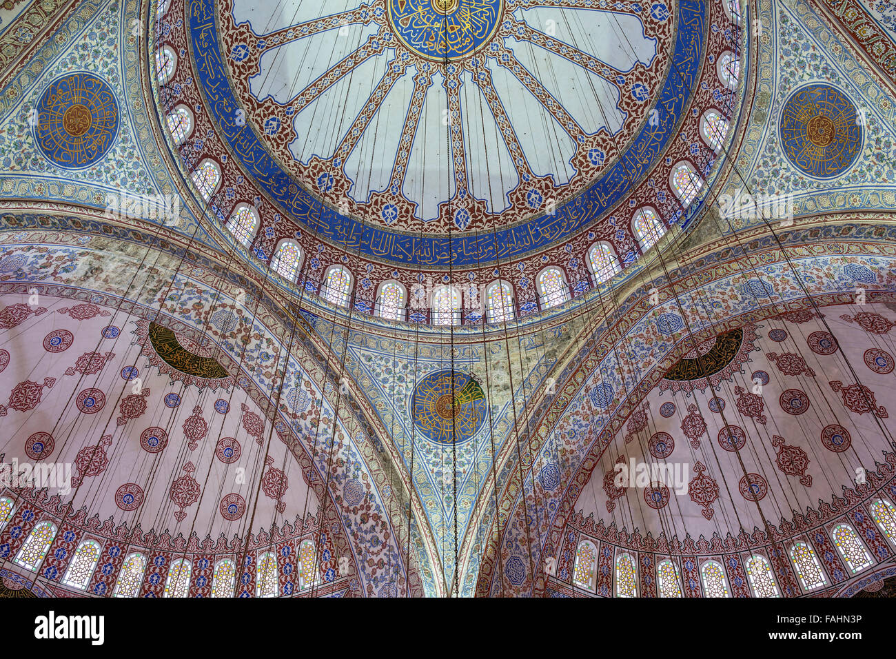 Internal view of Blue Mosque, Sultanahmet, Istanbul, Turkey Stock Photo ...