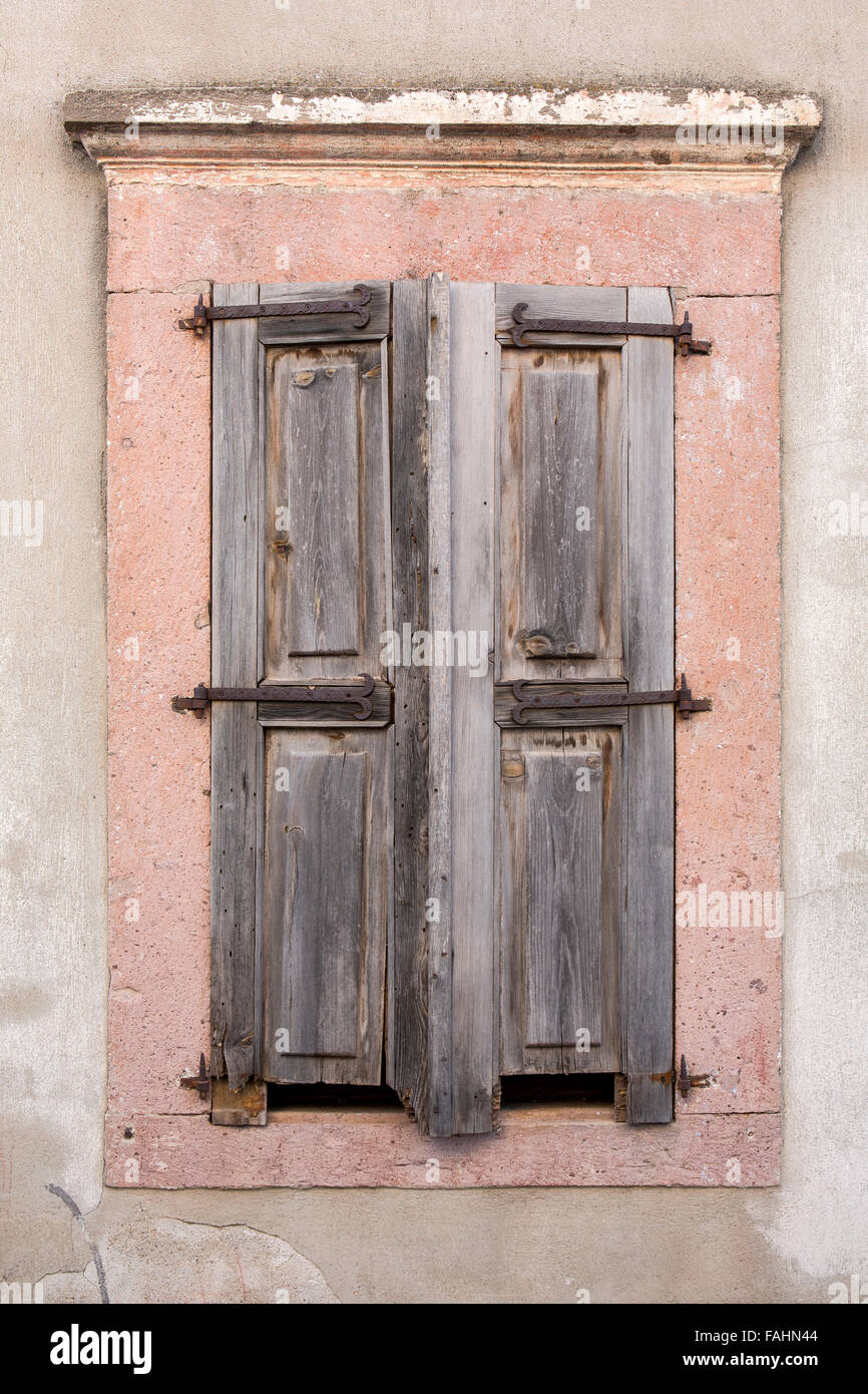Closed windows of a traditional house in Ayvalik, Turkey Stock Photo ...