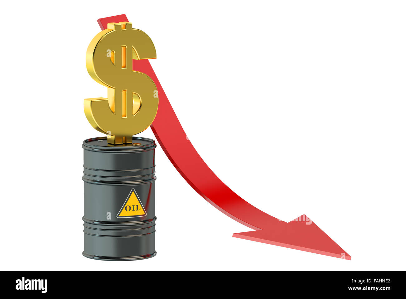 Oil price falling isolated on white background Stock Photo - Alamy