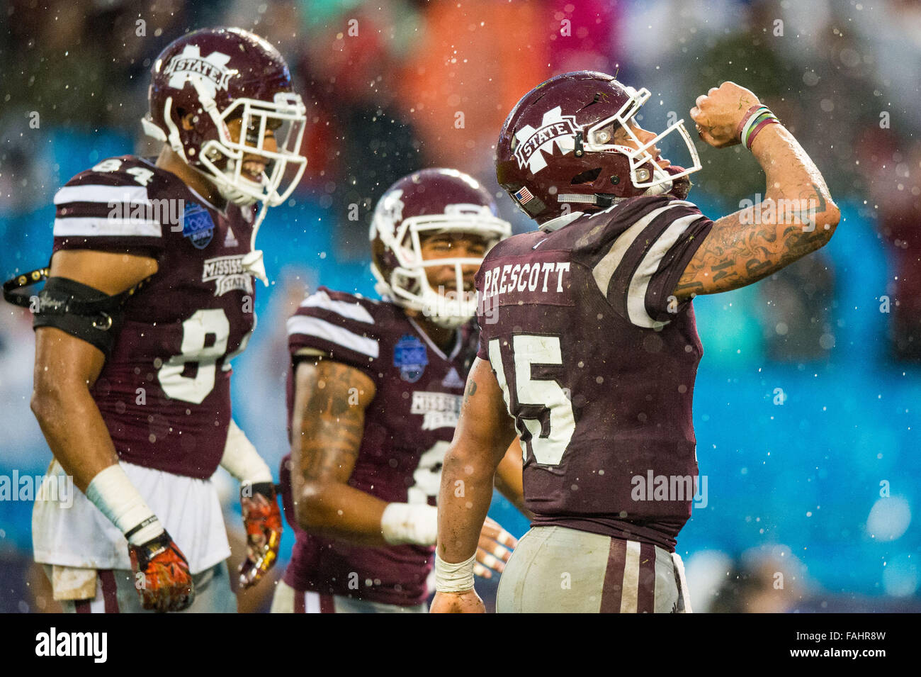Mississippi State quarterback Dak Prescott (15) during the Belk Bowl ...
