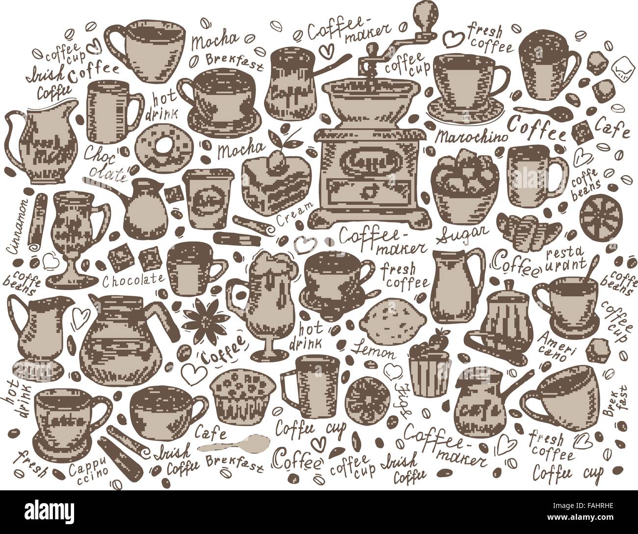 set of coffee doodle Stock Vector Image & Art - Alamy