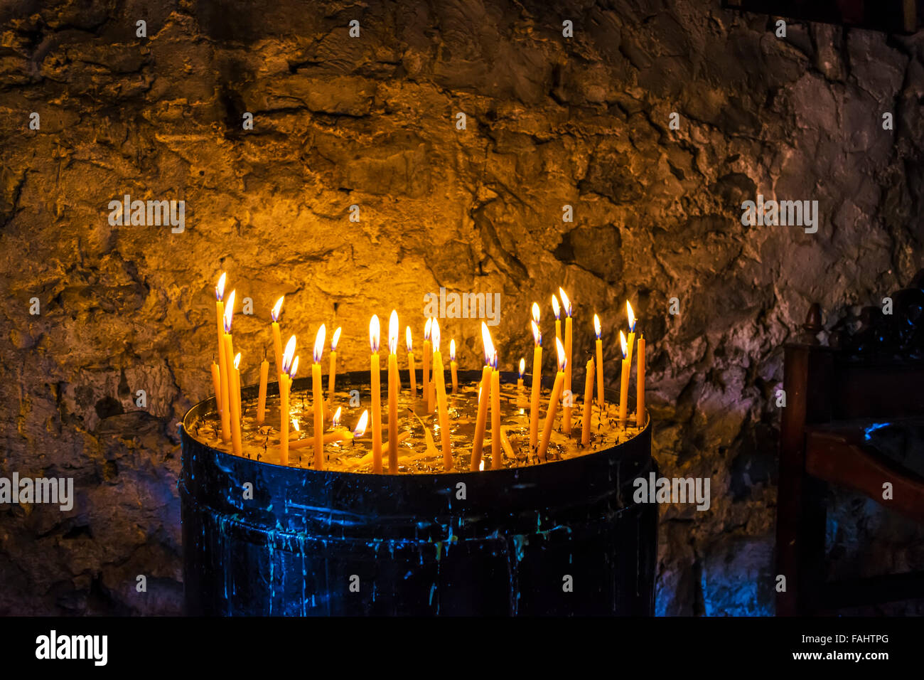 Burning Candles inside a Stoned Monastery Stock Photo - Alamy