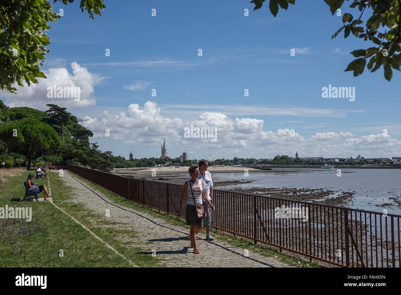 La Rochelle, France. Seaside tourist destination. Long view across the ...