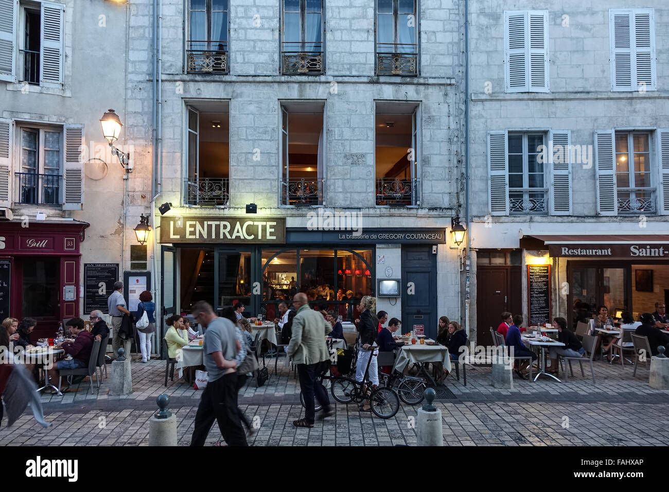La Rochelle, France. Seaside tourist destination.Restaurant L'Entracte ...