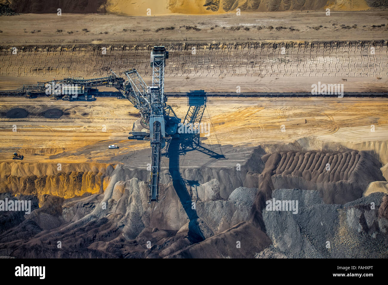Aerial view, lignite, brown coal mining Inden near Jülich, bucket wheel ...